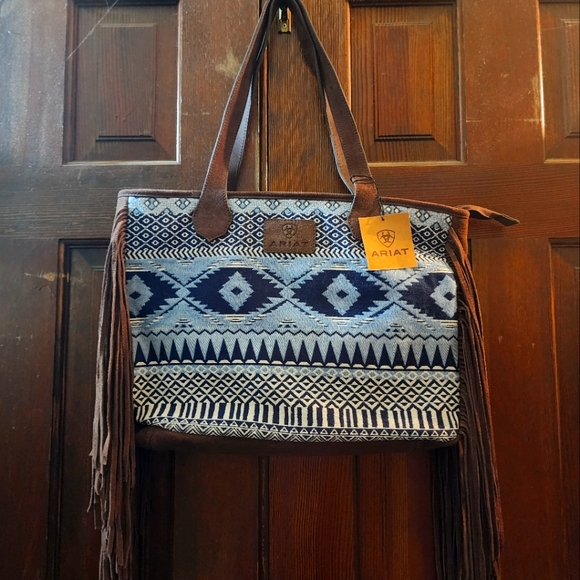 Ariat | Bags | Ariat Blue And Brown Patterned Womens Bag | Poshmark